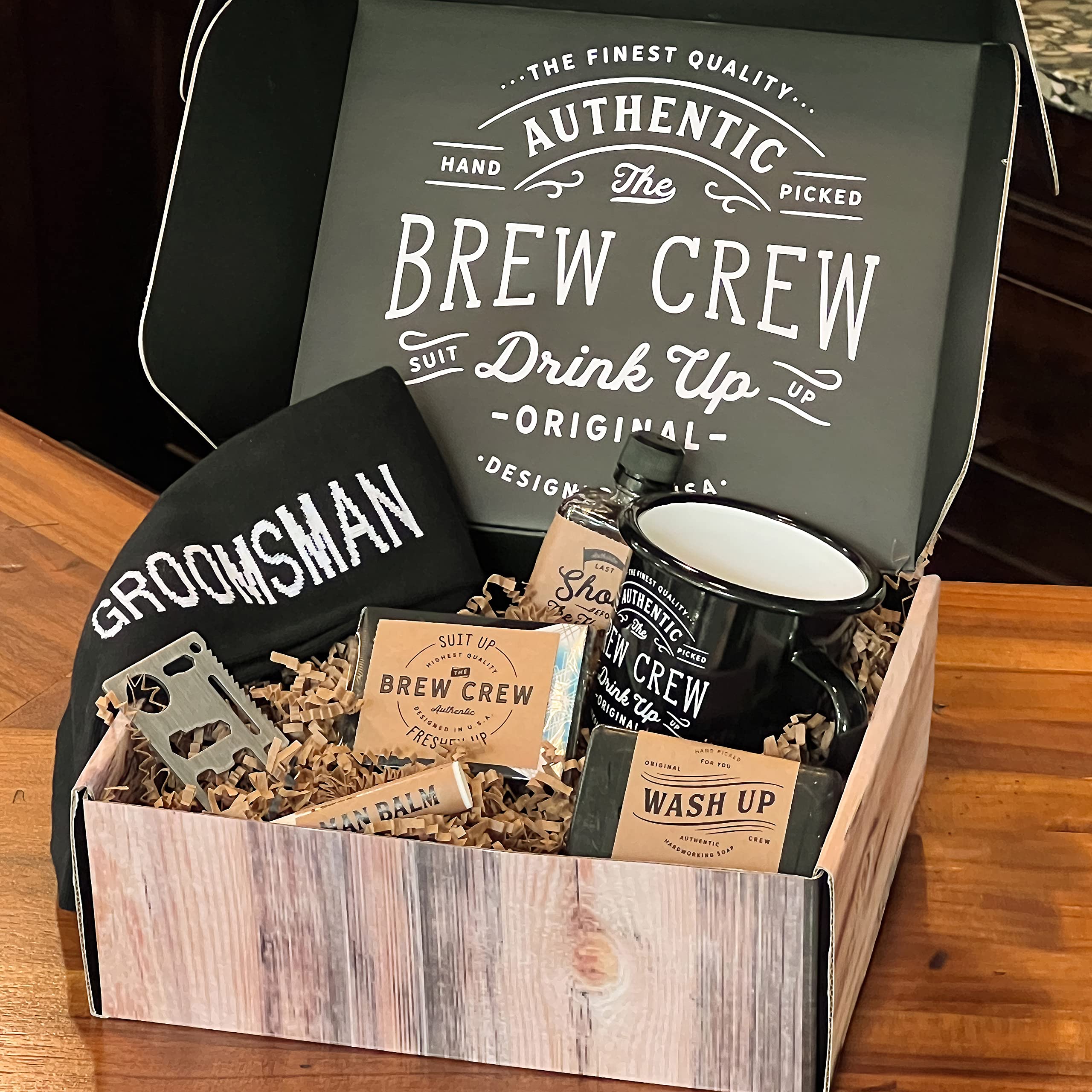 Brew Crew Groomsman Gift Box Kit - Groomsmen Proposal Gift Set Perfect for Bachelor Party or As a Thank You at The Wedding