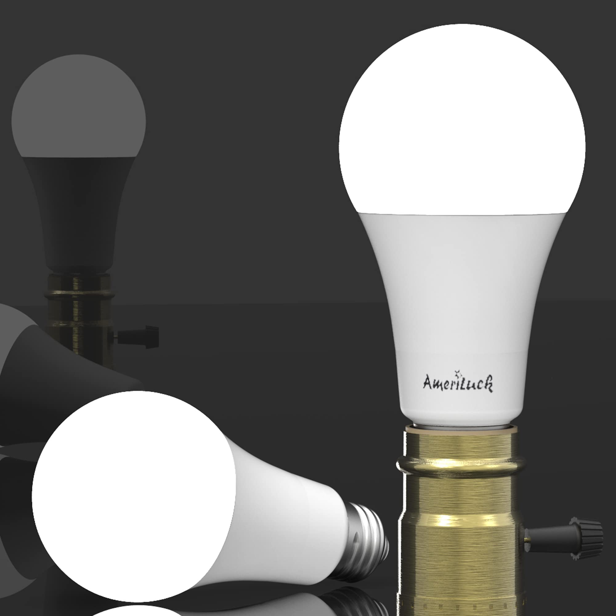 AmeriLuck 3-Way LED Light Bulbs A21, Low-Medium-High Settings, 50-100-150W Equivalent (5000K Natural Daylight, 2 Pack)