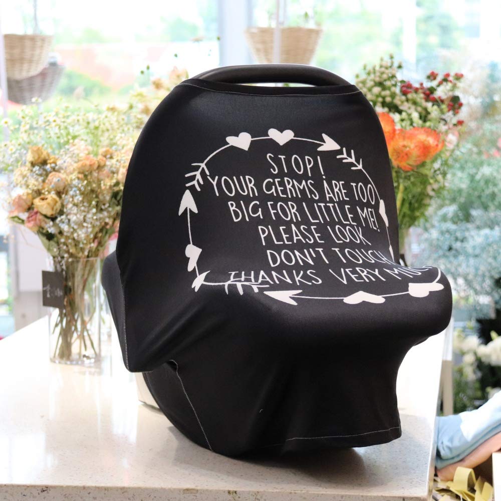 Baby Car Seat Canopy Nursing Cover - All-in-1 Multi Use Nursing Covers - Carseat Canopy - Breastfeeding Scarf - Stroller Covers - Shopping Cart (Black?
