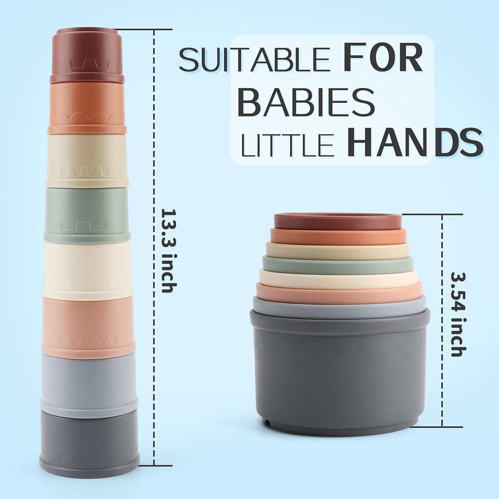 OWNONE 1 Stacking Cups for Toddlers 8 Pcs, Baby Stacking Toy for 6 Months and Up, Nesting Cups for Boys & Girls 1 2 3 Years Old
