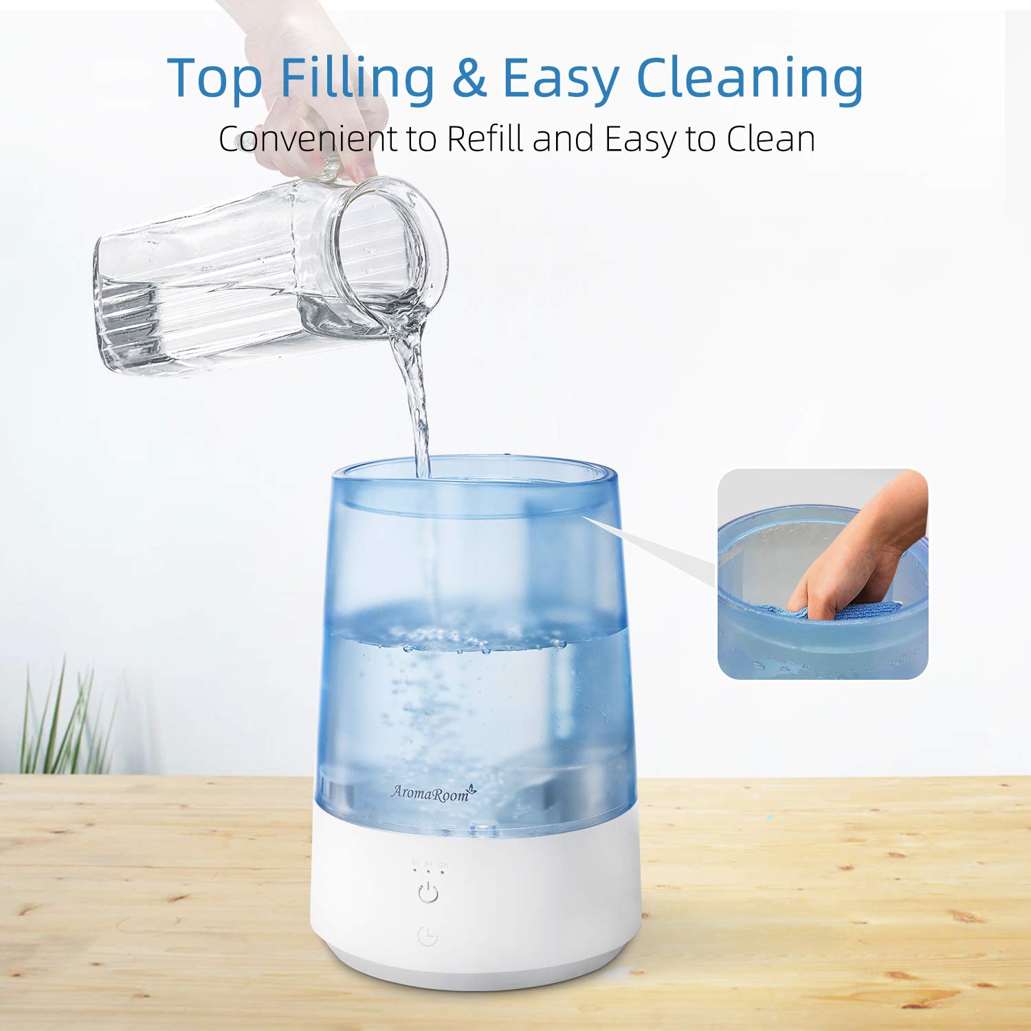 Aroma Room Humidifiers for Bedroom, 3L Cool Mist Humidifier for Baby Nursery and Plants, Whisper Quiet Air Humidifier, Soft Night Light, 30H Work Time, Auto Shut Off, Blue