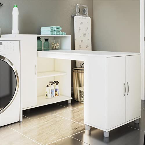 Ameriwood Home Systembuild Evolution Lory Hobby and Craft Desk with Storage Cabinet in White