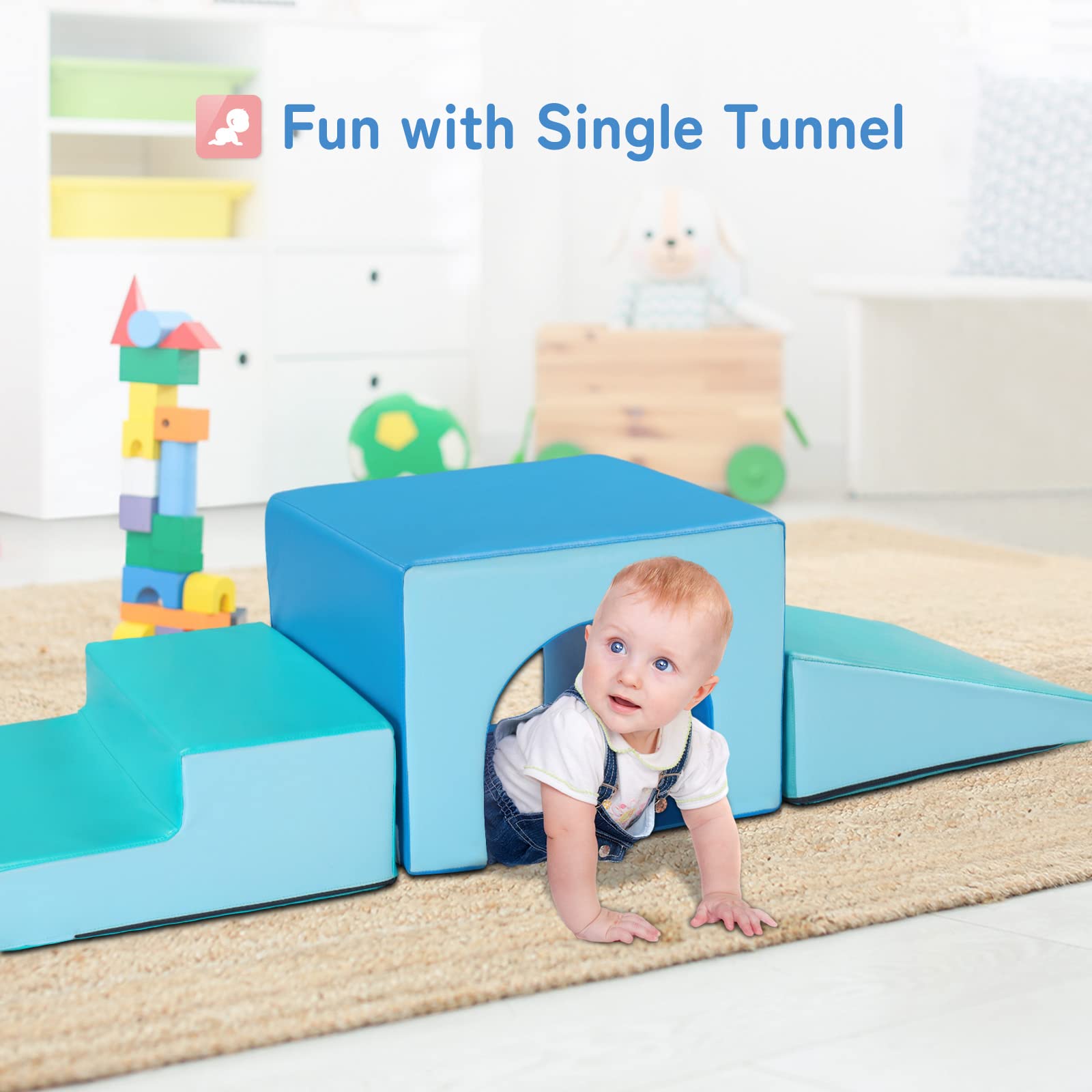 JOYMOR Indoor Soft Foam Climber Play Sets, Beginner Toddler Climber with Slide, Stairs and Ramp, Indoor Climbing Toys for Toddlers Kids and Children