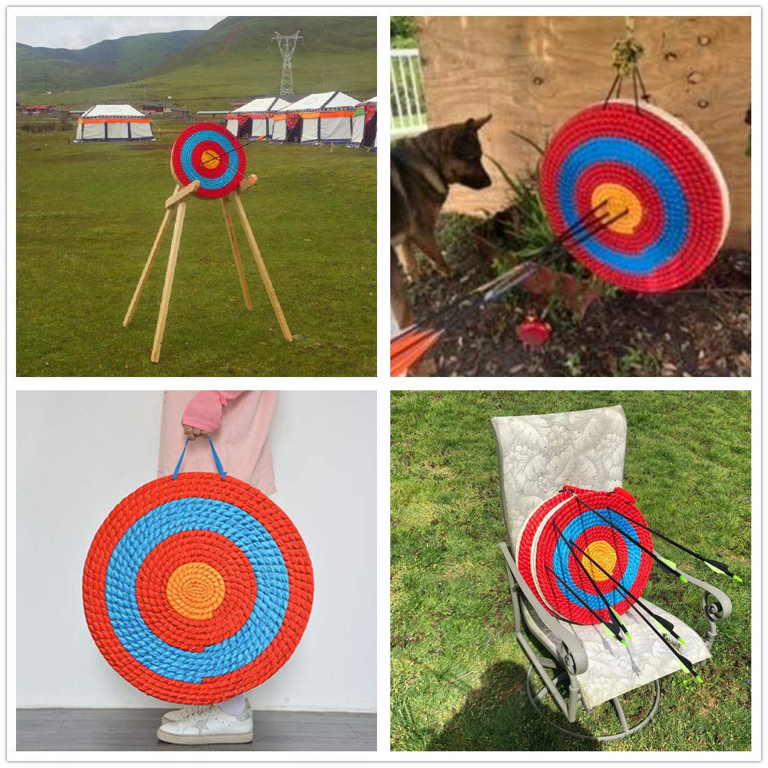 Archery Target 3 Layers 20 inch Traditional Hand-Made Solid Straw Archery Target 2.3 inch Thickness Arrows Target for Outdoor Shooting Practice