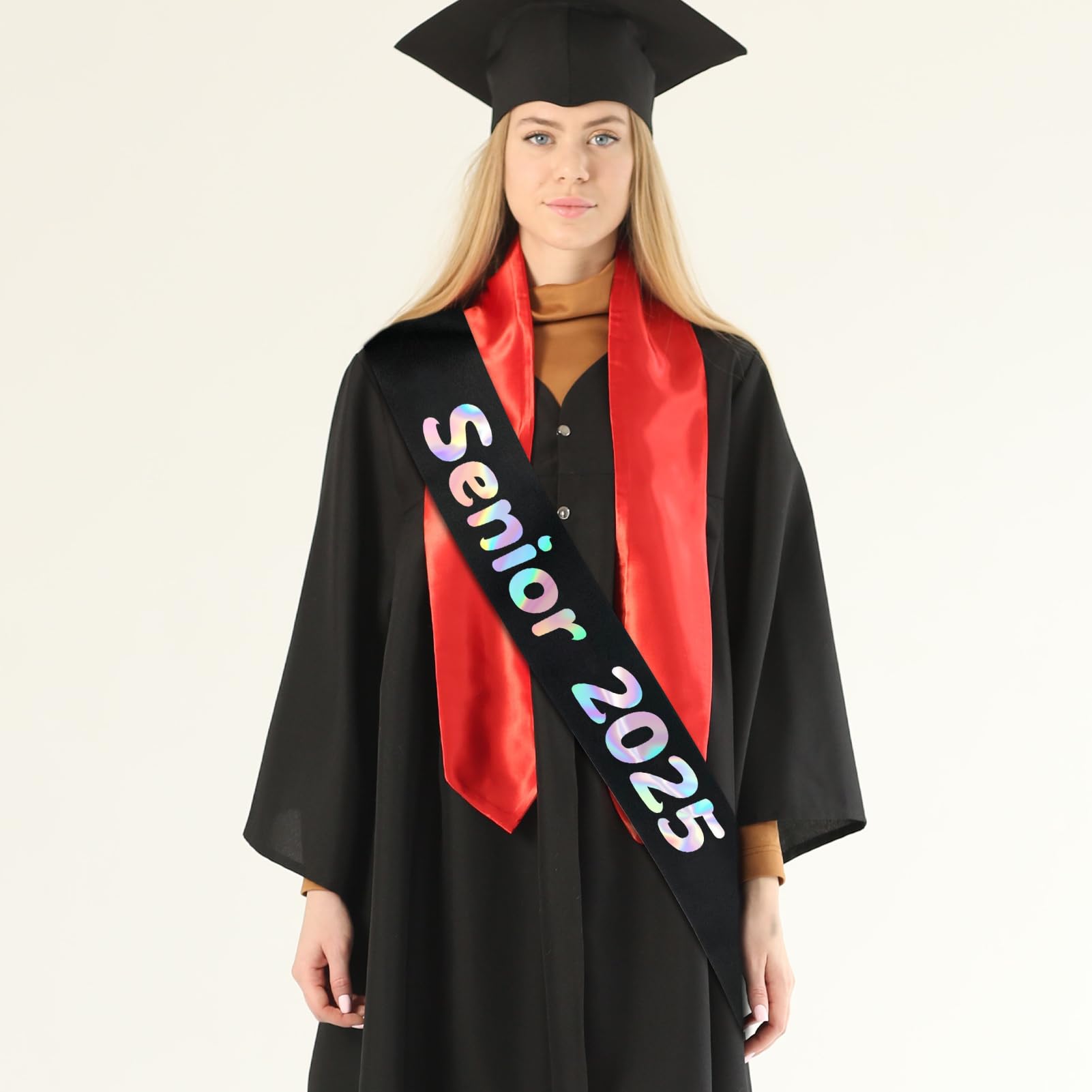 Black Senior 2025 Sash Iridescent Printing Letters, 2025 Graduation Celebrations Sashes, Class of 2025 Sash for Graduation Party, Senior Cheer Sashes, Cheerleader Sash, Class Competition Sashes