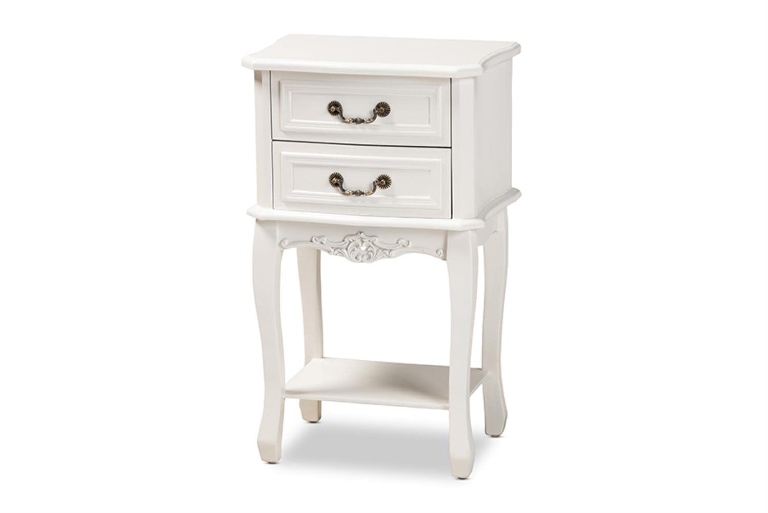 Baxton Studio Gabrielle Traditional French Country Provincial White-Finished 2-Drawer Wood Nightstand