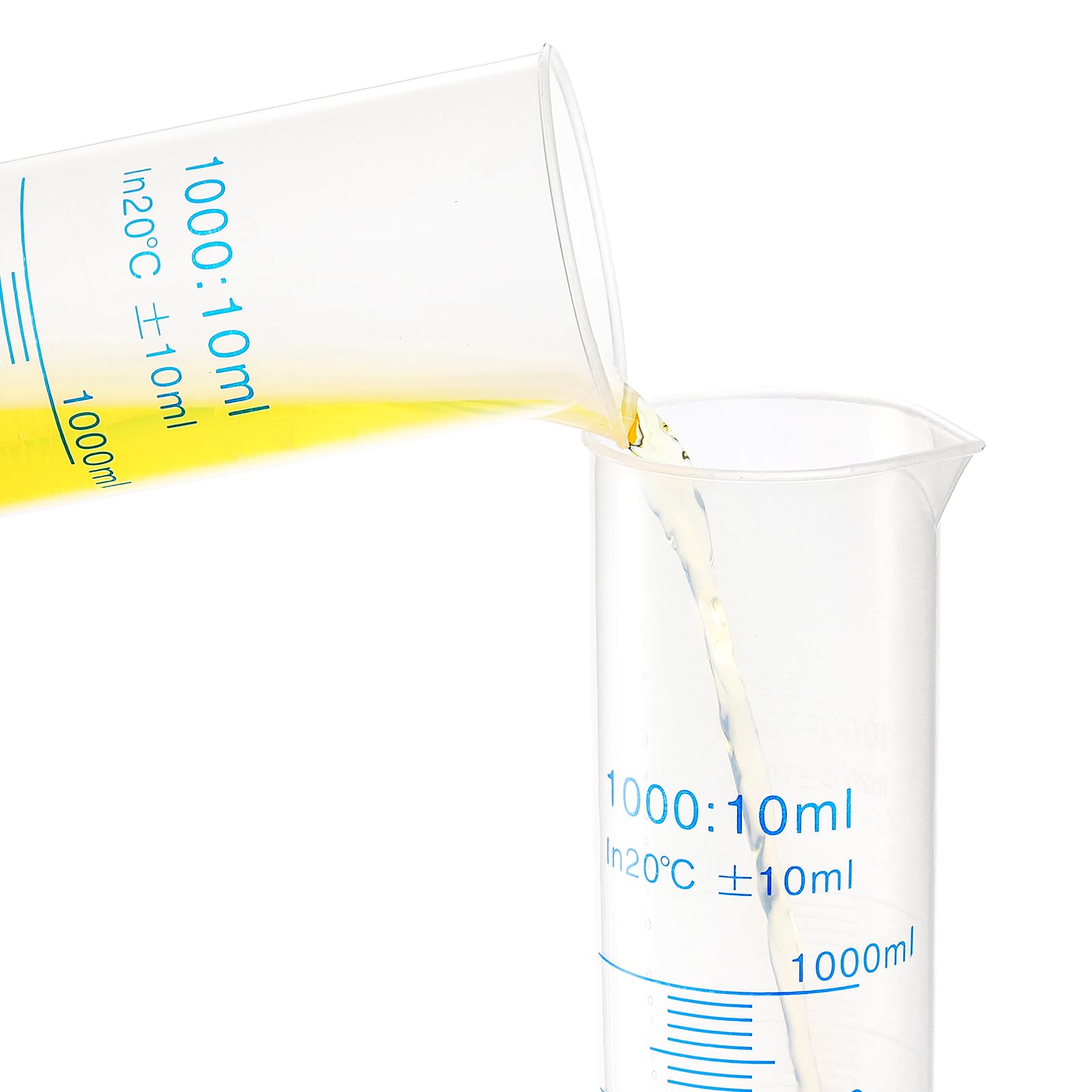 Bekith 4 Pack 1000ml Plastic Graduated Cylinder with Stable Base, Plastic Measuring Cylinder 2-Sided Marking Lab Cylinders, Clear Measuring Cylinder for Science Projects, Laboratory Supplies