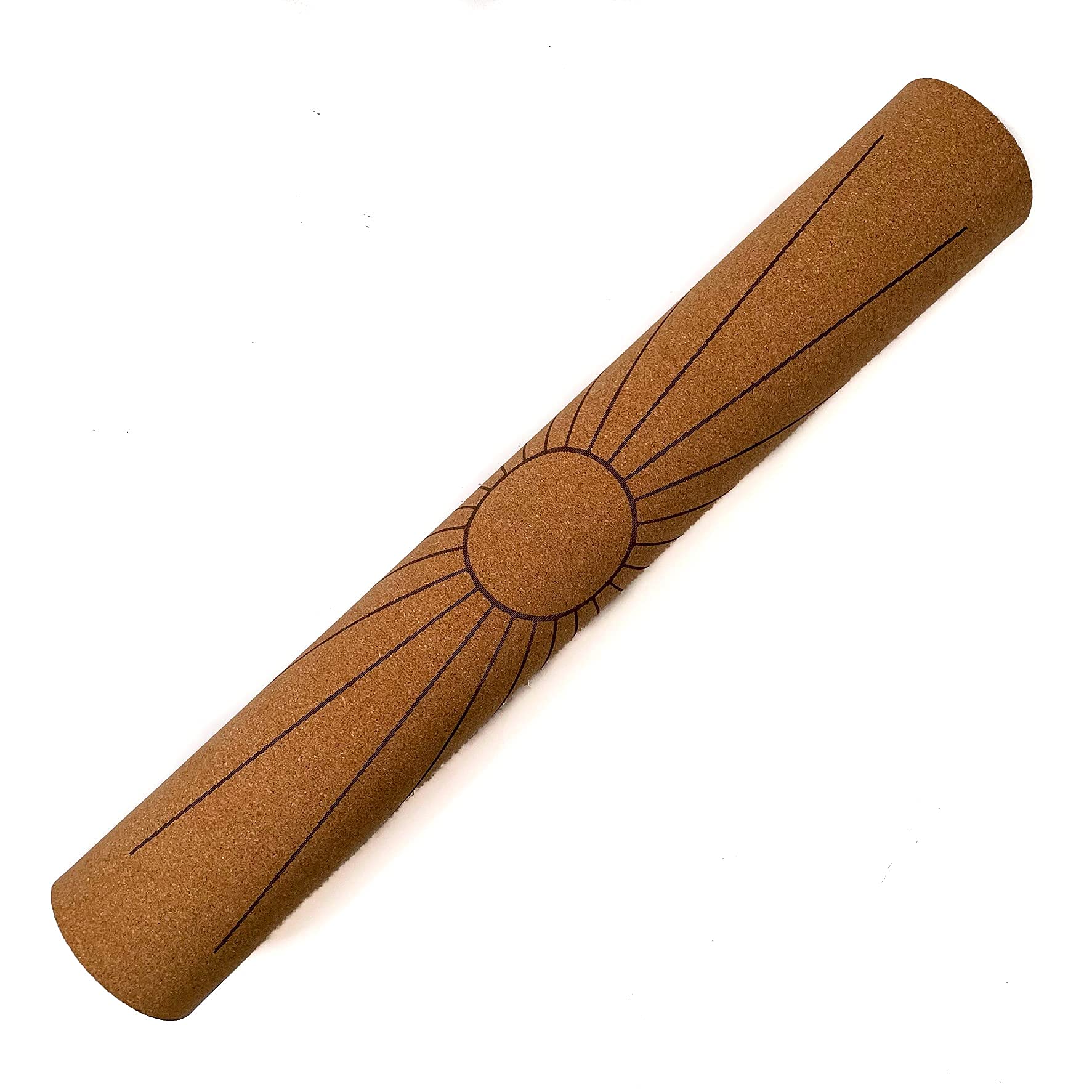 AQ Yoga Mat - Natural Cork and Rubber - Longer, Non-Slip Cork and Medium Thickness - Sunny Seas Design [72" x 24" 4mm]