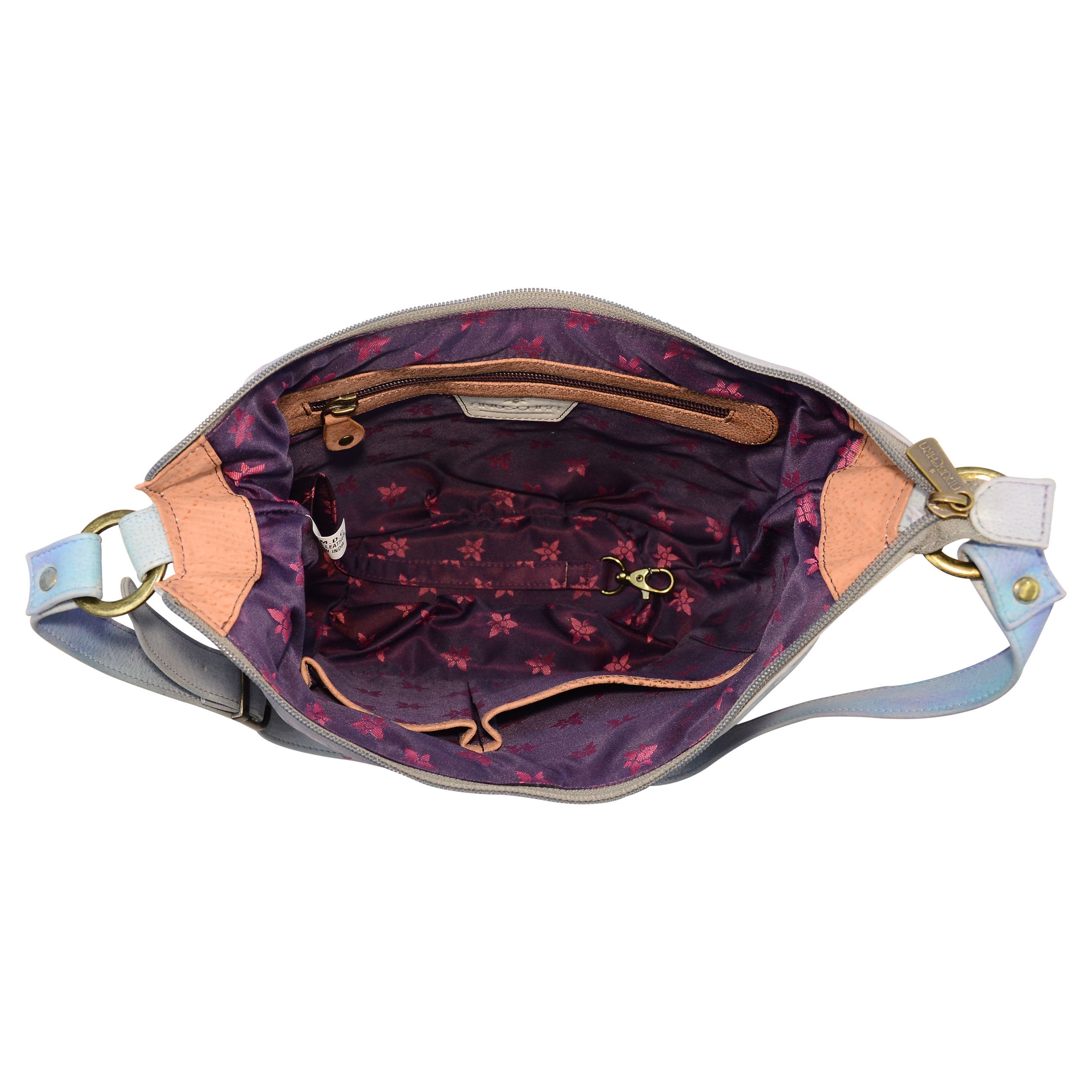 Anuschka Women’s Hand Painted Genuine Leather Classic Ruched Hobo - Hypnotic Hydrangeas