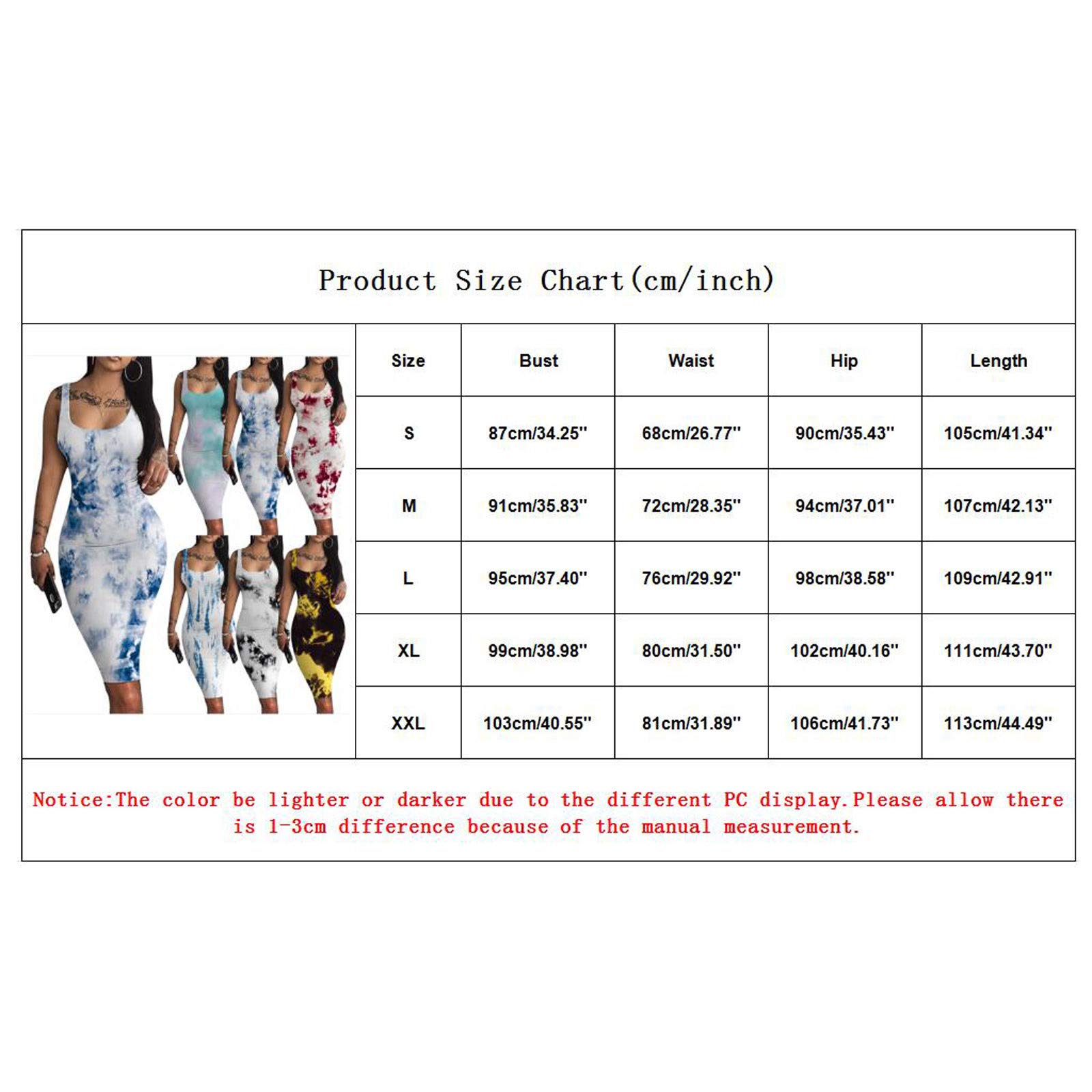 Padaleks Women's Summer Sexy Basic Sleeveless Tank Top Bodycon Dress Party Club Mini Dresses Knee Length