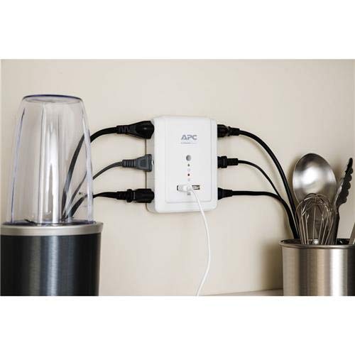 APC Wall Outlet Plug Extender, Surge Protector with USB Ports, P6WU2, (6) AC Multi Plug Outlet, 1080 Joule Surge Protection White