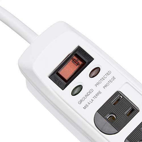 AmazonCommercial Power Strip Surge Protector, 1 PACK, White