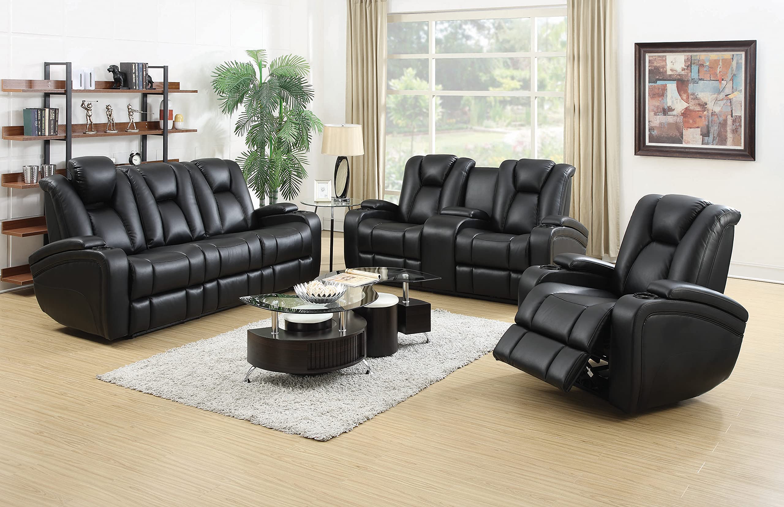 Coaster Furniture Delange Reclining Power Sofa with Adjustable Headrests and Storage in Armrests Black 601741P