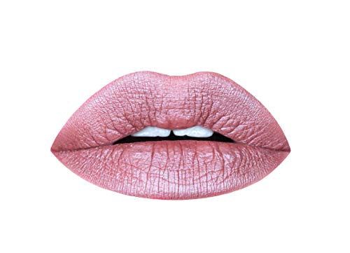 Aromi Dusty Rose Metallic Liquid Lipstick, Rosy Pink Nude Lip Color, Shimmery Finish, Waterproof, Long Lasting, Vegan, Cruelty-Free, Handmade (Pixie Dust)