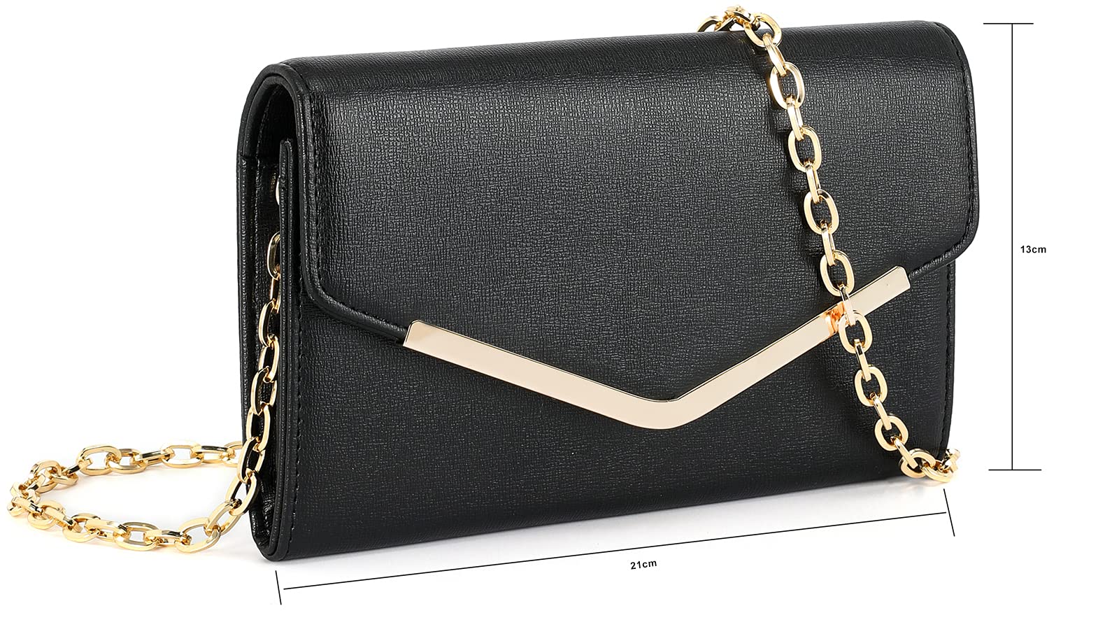 Autumnwell Clutch Purse Evening Bag for Women,Black Envelope Handbag With Detachable Chain for Wedding and Party