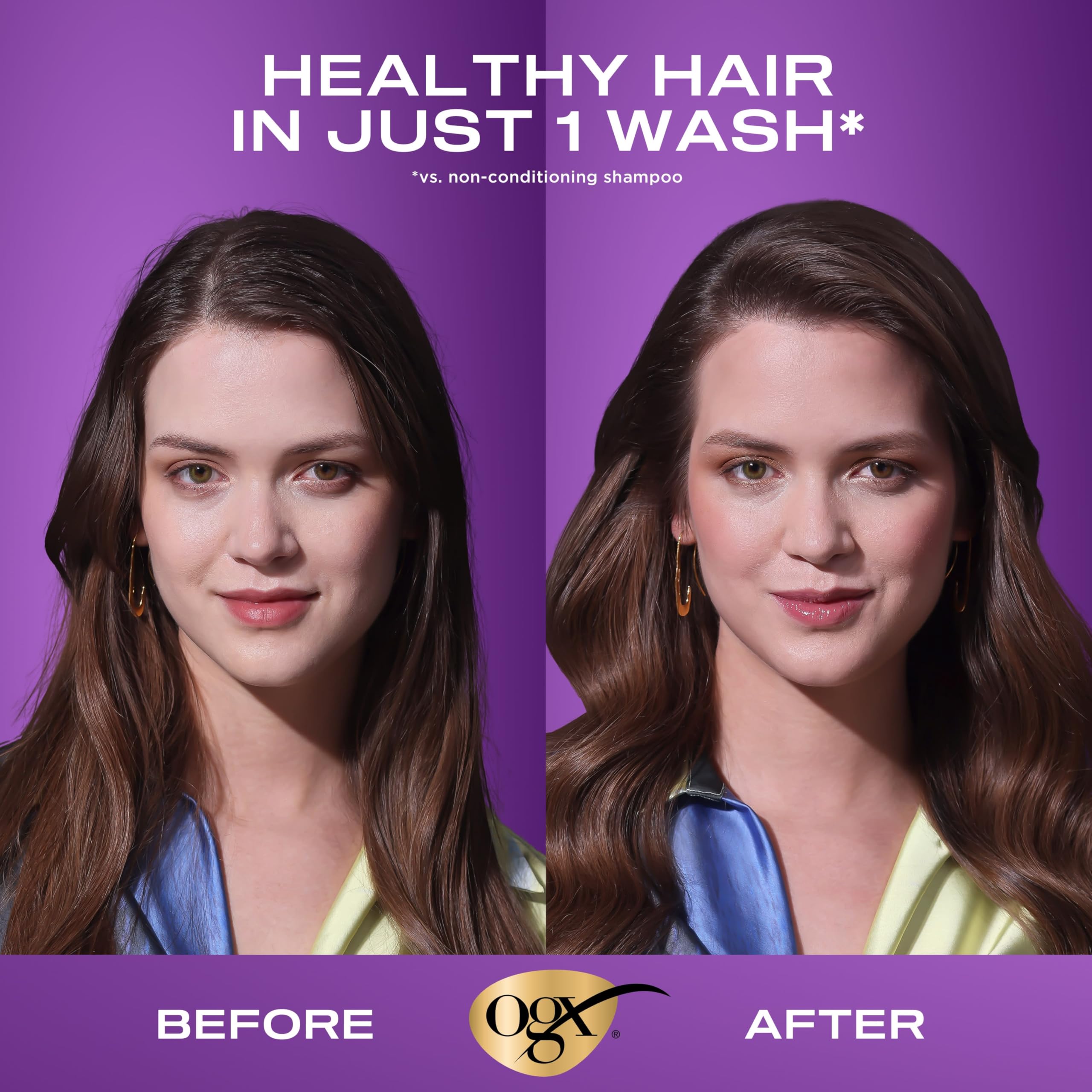 OGX Thick & Full + Biotin & Collagen Extra Strength Volumizing Shampoo + Conditioner with Vitamin B7 & Hydrolyzed Wheat Protein for Fine Hair, 25.4 oz Pack of 2