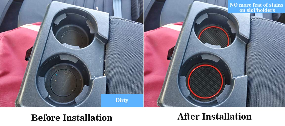 auovo Anti Dust Door Mats Custom Fit Door Cup Center Console Liners Accessories for Ford Fusion 2019 2020 2018 2017(Pack of 16) (Red, Upgrade)