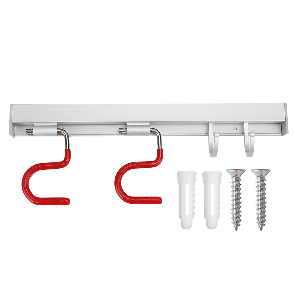 BORDSTRACT Mop Holder, S‑Shaped Mop Broom Storage Rack, Wall Mounted Mop Holder with Hooks for Home Toilet Bathroom(2 Hanger 2 Hook)