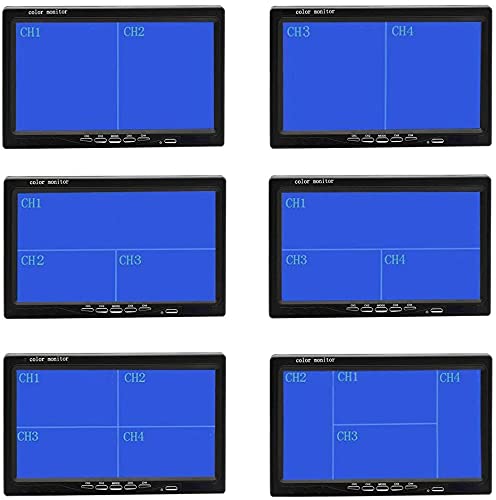 Backup Camera Kit 7 inch 4-Spilt Monitor Rear View Cameras with IP 67 Waterproof 18 IR Night Vision Car Camera for Tucks, RVs,Trailers,Bus,Vans + 4pcs 10m/393.7inch Cables