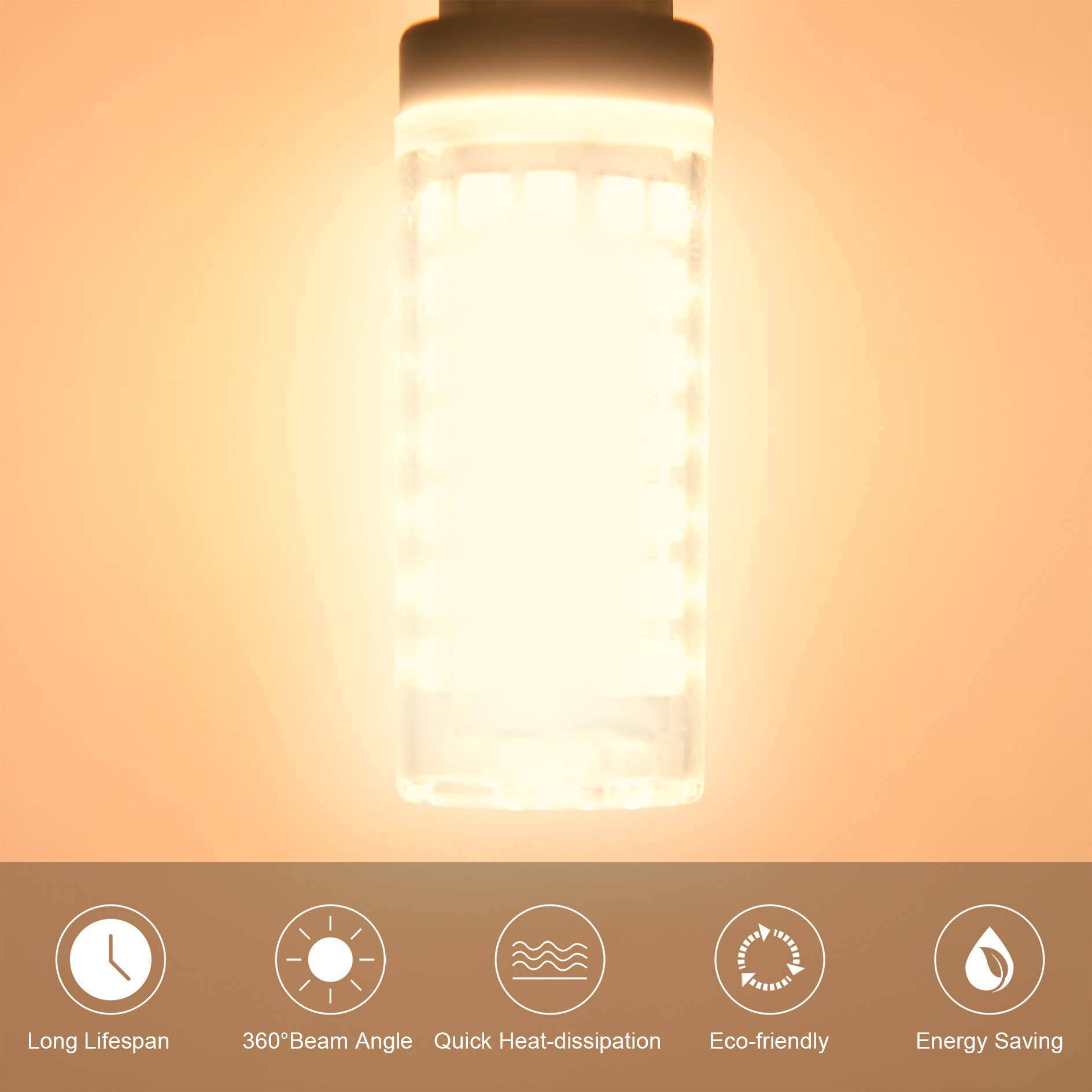 comzler G9 LED Bulb Bi Pin Base 6W Soft White 3000K G9 Base Bulbs, 60W Halogen Equivalent, 550LM, Ceramic Base G9 Light Bulbs for Chandelier, Non-dimmable, Pack of 6