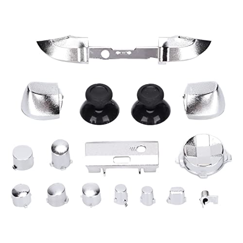 Full Game Controller Plating Button Set, Game Handle Accessories Compatible Beautiful Appearance for Series X(Silver Plating)