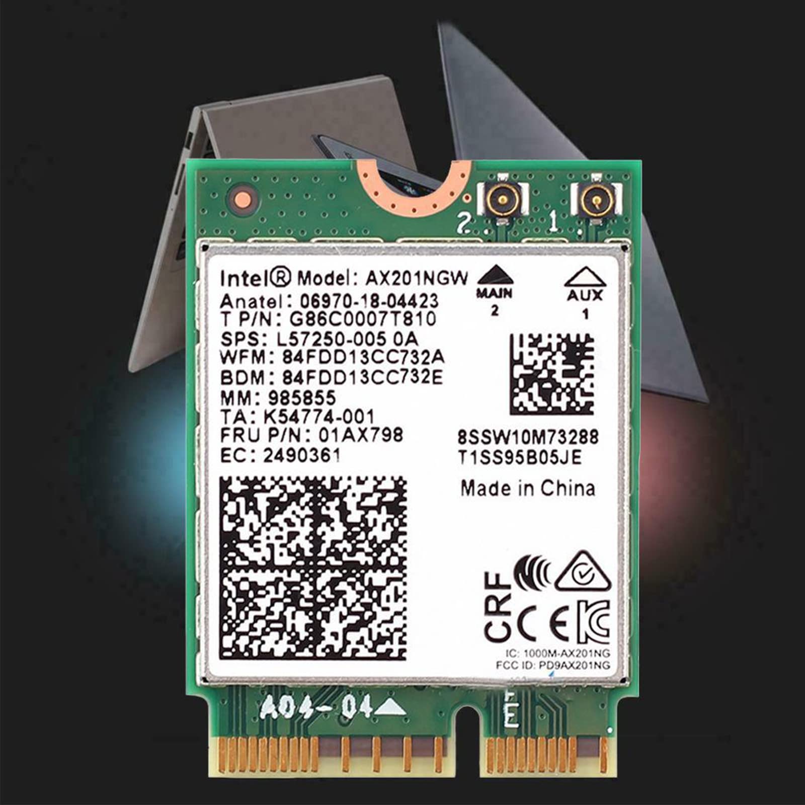 AX201NGW WiFi Card,WiFi 6E M.2 Laptop 2.4Gbps 802.11ax Wireless Intel AX201 Wireless Card 11AX WiFi Adapter with Bluetooth 5.3 MU-MIMO for Windows 10, 64-bit, Google Chrome OS, Linux(64bit)