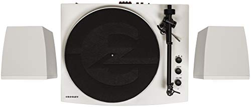 Crosley T150A-WH Modern 2-Speed Bluetooth Turntable System with Variable Weighted Tone Arm and Stereo Speakers, White