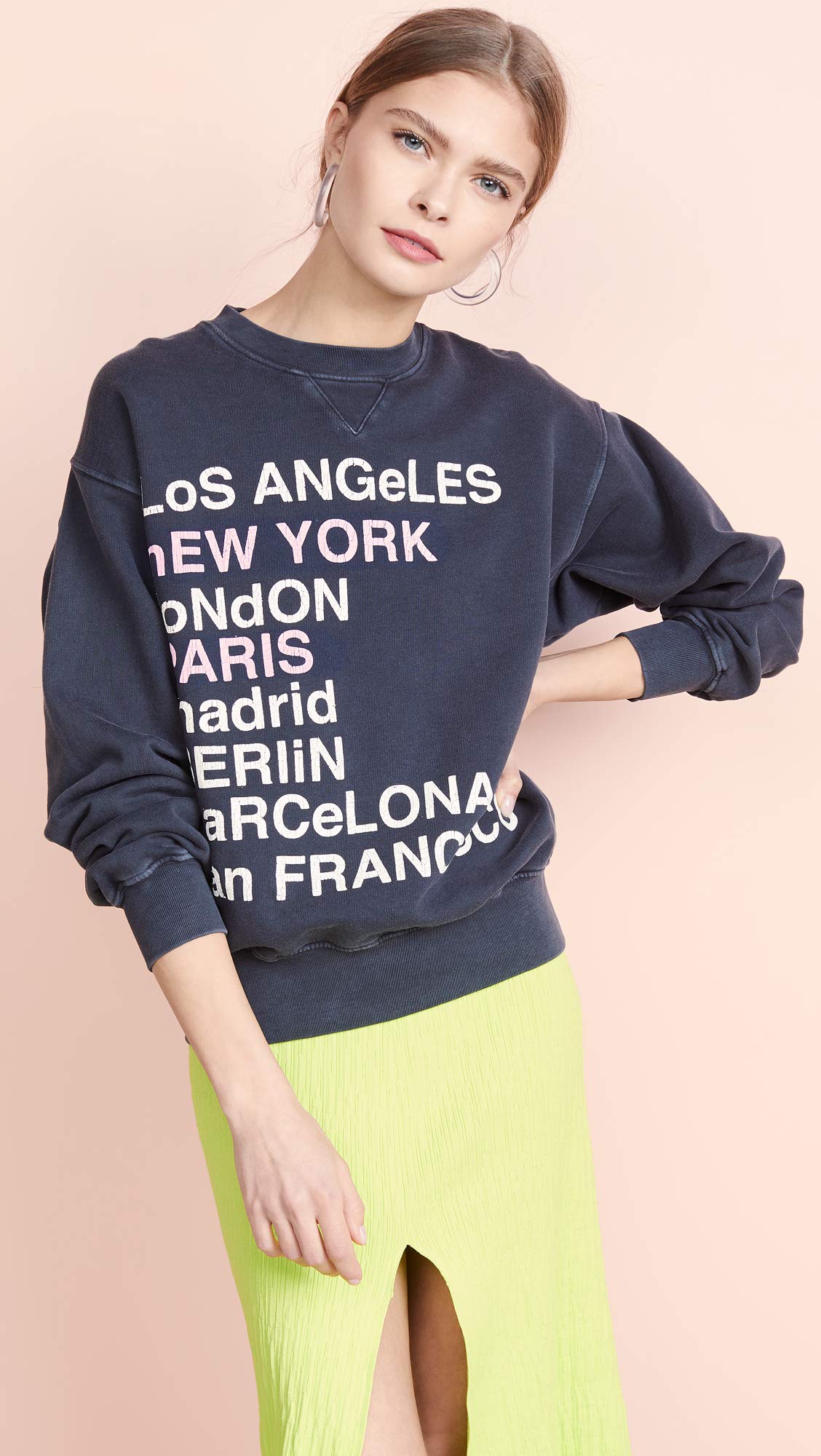 ANINE BING Women's City Love Sweatshirt, Charcoal, Grey, Graphic, XS