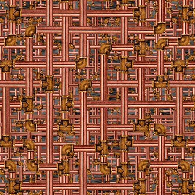 Blank Time Travel by Urban Essence Designs 3016 33 Copper Pipes Fabric