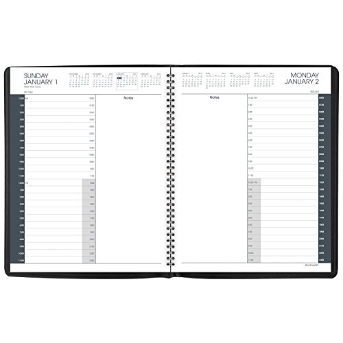 AT-A-GLANCE Daily Appointment Book / Planner 2017, Wirebound, 24-Hour, 8-1/2 x 10-7/8", Black (70-214-05)