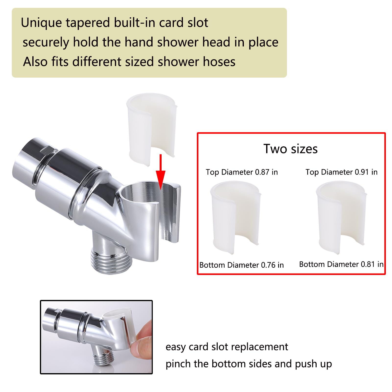 All Metal Handheld Shower Head Holder, Adjustable Shower Wand Holder with Brass Pivot Ball,Shower Arm Holder Mount for Connecting Shower Arm and Shower Hose,Chrome