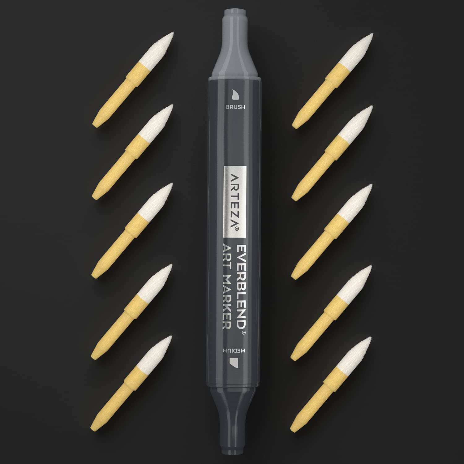 ARTEZA Marker Tip Pack, 10 Rubber Brush Nibs, Marker Nib Replacements for EverBlend Alcohol Markers, Art Supplies for Drawing, Sketching, and Lettering