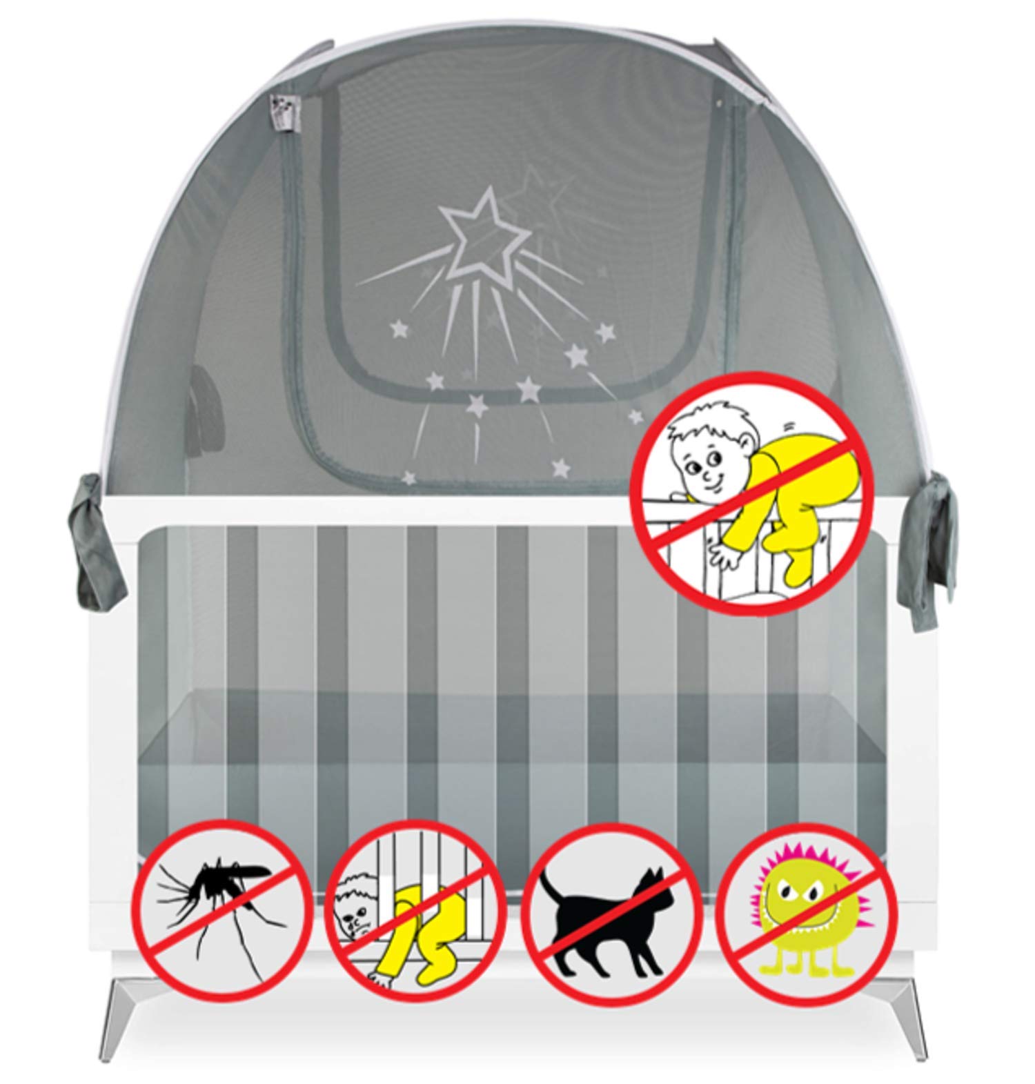 Aussie Cot Net Baby Crib Tents Twin 2 Silver Star Crib Tents to Keep Baby from Climbing Out - Crib Mosquito Netting