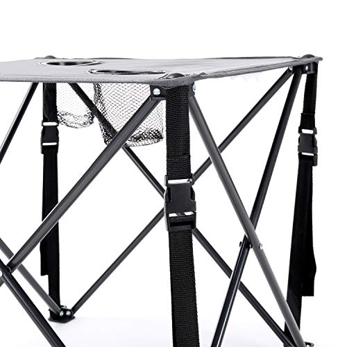 ARROWHEAD OUTDOOR 26” (66cm) Heavy-Duty Portable Camping Folding Table, 2 Cup Holders, Compact, Square, Carrying Case Included, Steel Frame, High-Grade 600D Canvas, USA-Based Support