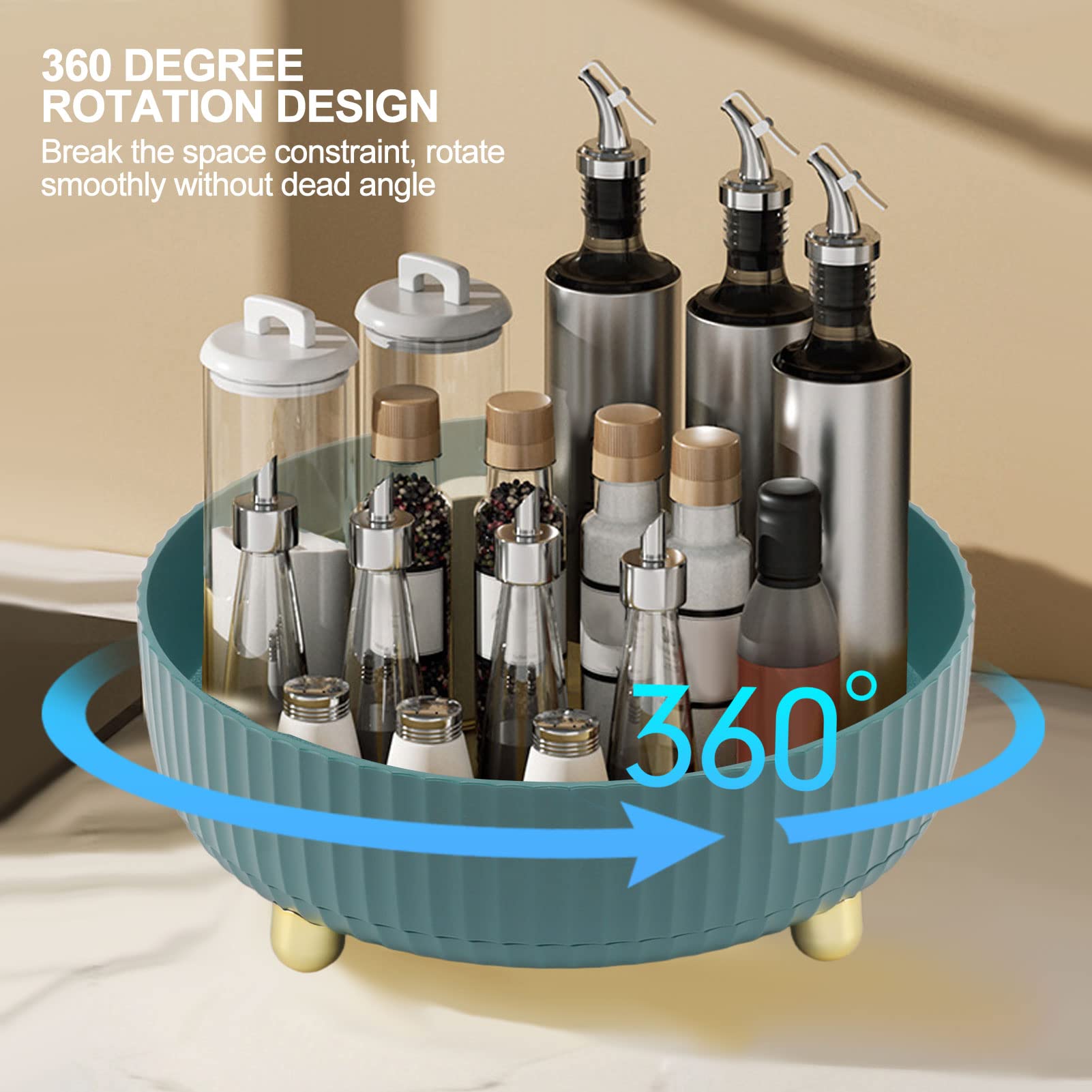 Asixxsix Lazy Susan Organizer, Round Turntable Cabinet Organizer 360 Degree Rotating Spice Rack Organizer, Cosmetic Makeup Organizers, Turntable Storage Rack for Kitchen Cabinet Pantry