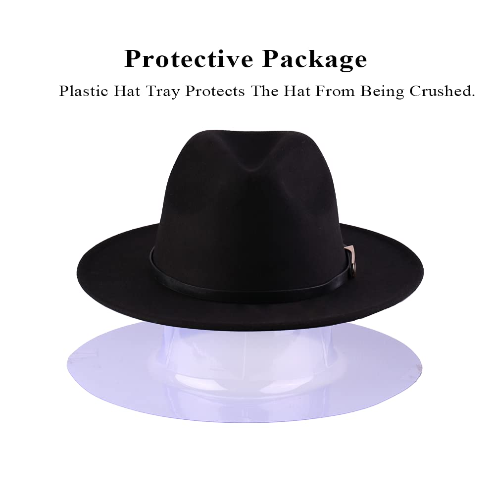 Anycosy Two Tone Fedora Hat for Women Felt Jazz Hats Wide Brim Panama Caps(A01-Black/Red)