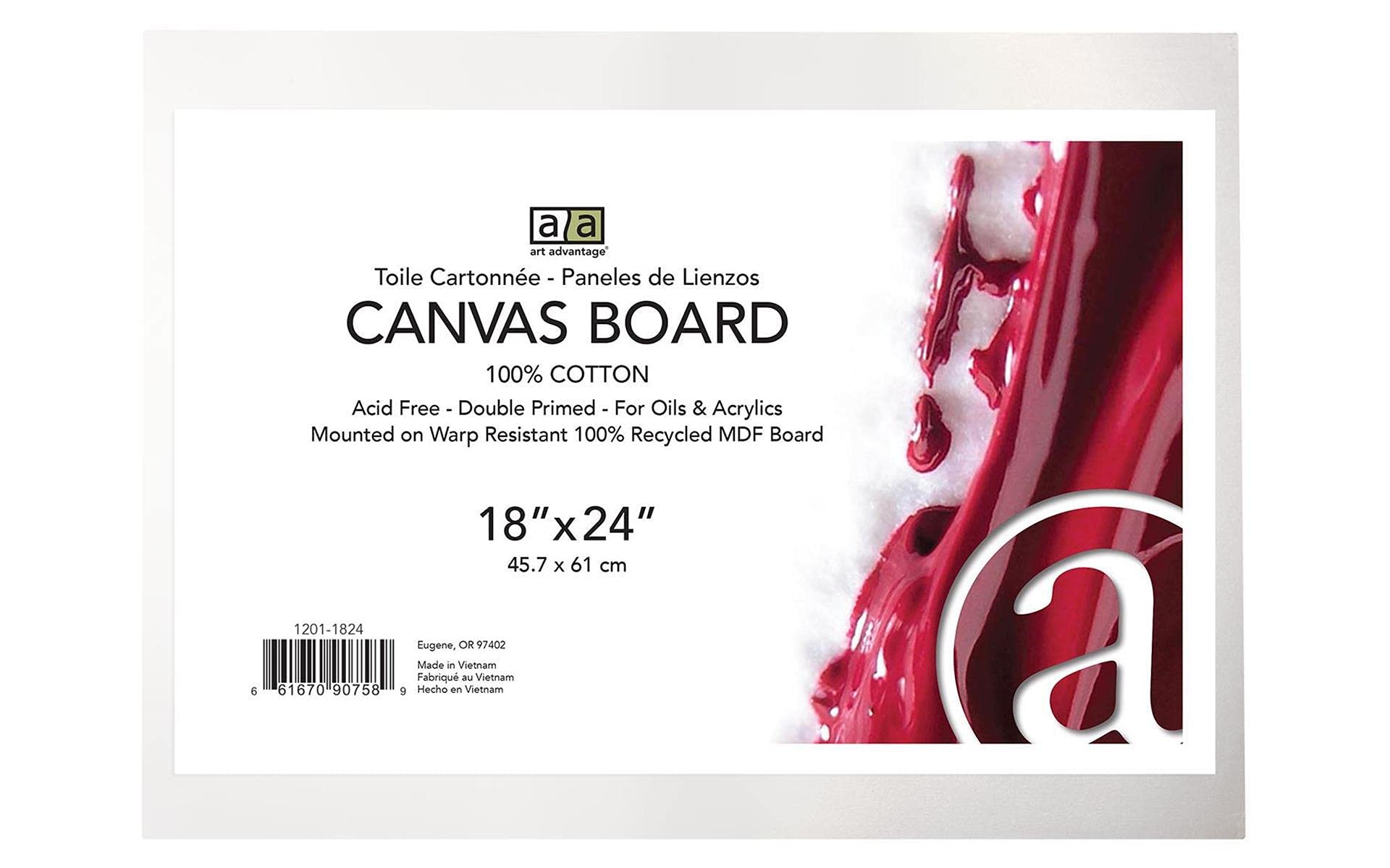 ART ADVANTAGE Recycled MDF Canvas Panel, 18-inch x 24-inch Board, White
