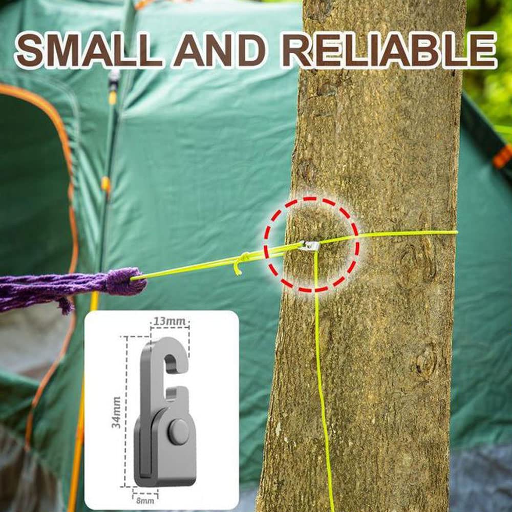 Aesackir 4 Pack Automatic Lock Hooks,Multifunctional Lock Hook with 5M Rope,Camping Tent Accessories,Tighten Rope Kit Self-Locking Rope Buckle,Suitable for Awning Outdoor Activities Tent Lock