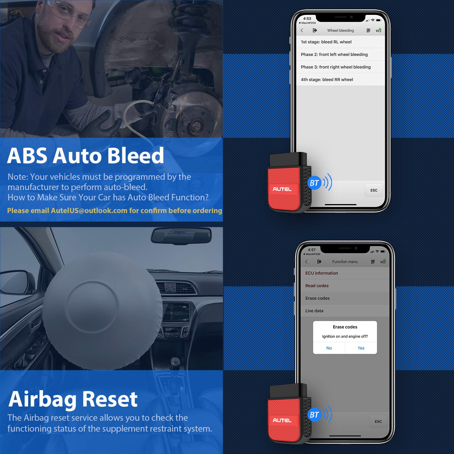 Autel AP200C MaxiAP 2022 Newest OBD2 Scanner with ABS Auto Bleed, Airbag Reset, Oil, Throttle, DPF, EPB, SAS, BMS Services in-App Purchase, ABS/SRS Diagnosis, for iOS & Android, Specific Vehicles