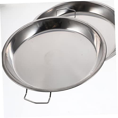 BESTonZON 10 Pcs Stainless Steel Disc Round Serving Platter Tool Trays Serving Tray Round Fish Steaming Plate Fish Dish Steak Tray Stainless Steel Reel Silver Flat Stainless Steel Dishes