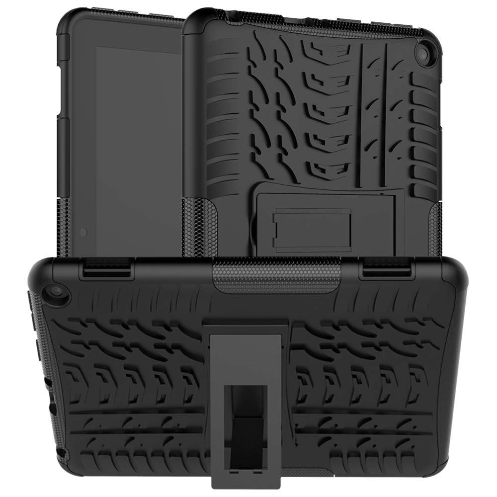 Boskin for Kindle Fire hd 8 case Fire hd 8 Plus case 2020 Release 10th Generation,Shockproof Kickstand Cover (Black-Black)