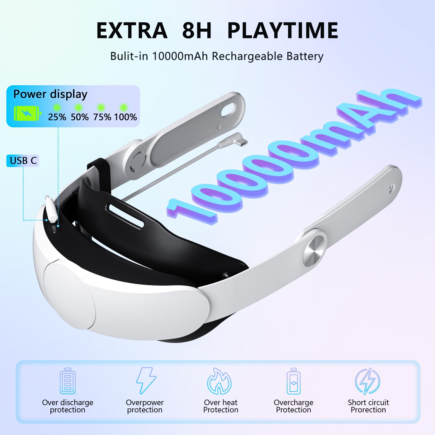 Aolukytech Head Strap for Oculus Quest 2, Replacement 3-in-1 Adjustable Elite Strap Compatible with Oculus/Meta Quest 2, Head Strap Accessories for Enhanced Support and Comfort in VR
