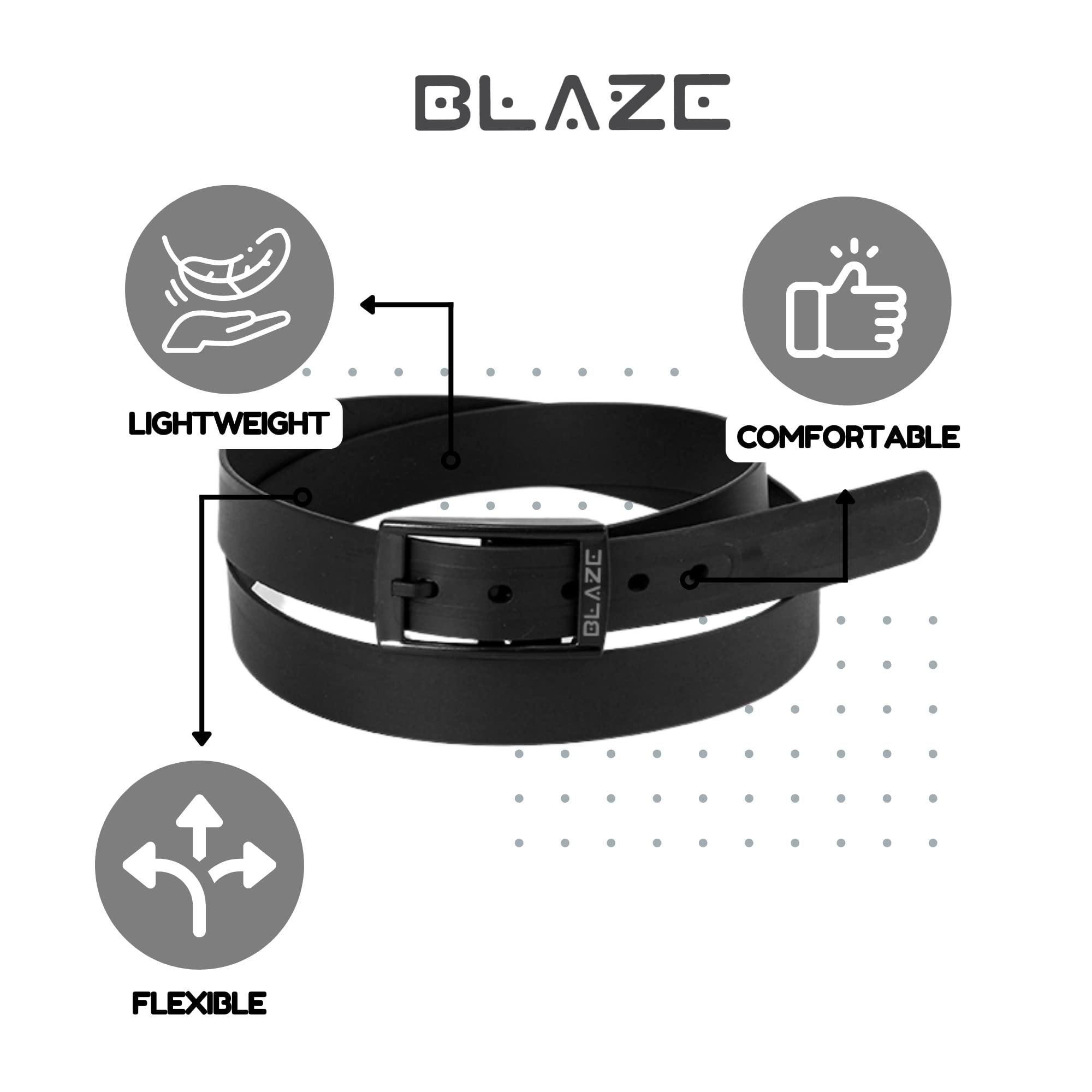Blaze Belts Silicone Belts 2022 Updated Version for Men and Women - Adjustable Belt for Casual and Fashion Wear (Black)