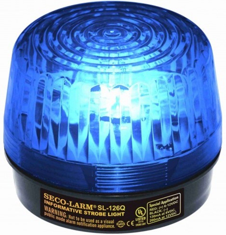 Seco-Larm SL-126-A24Q/B Strobe Light, Blue Lens; For "Informative" General Signaling Requirements; For 6 to 24-Volt Use; Incorrect Polarity Cannot Damage Circuit or Draw Current