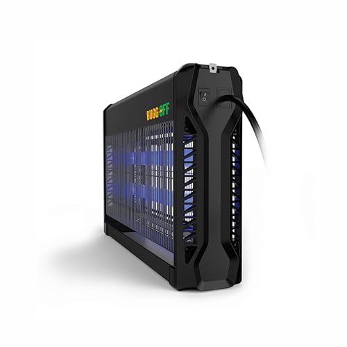 BUGGOFF Black Modern Indoor Electric Bug Zapper, 2000 SQFT Coverage, 3500 Volts of Stunning Power, 40 Watts, Kills Mosquitos Gnats, Flys & More. 10 Year Warranty, X2 Free Replacment Bulbs