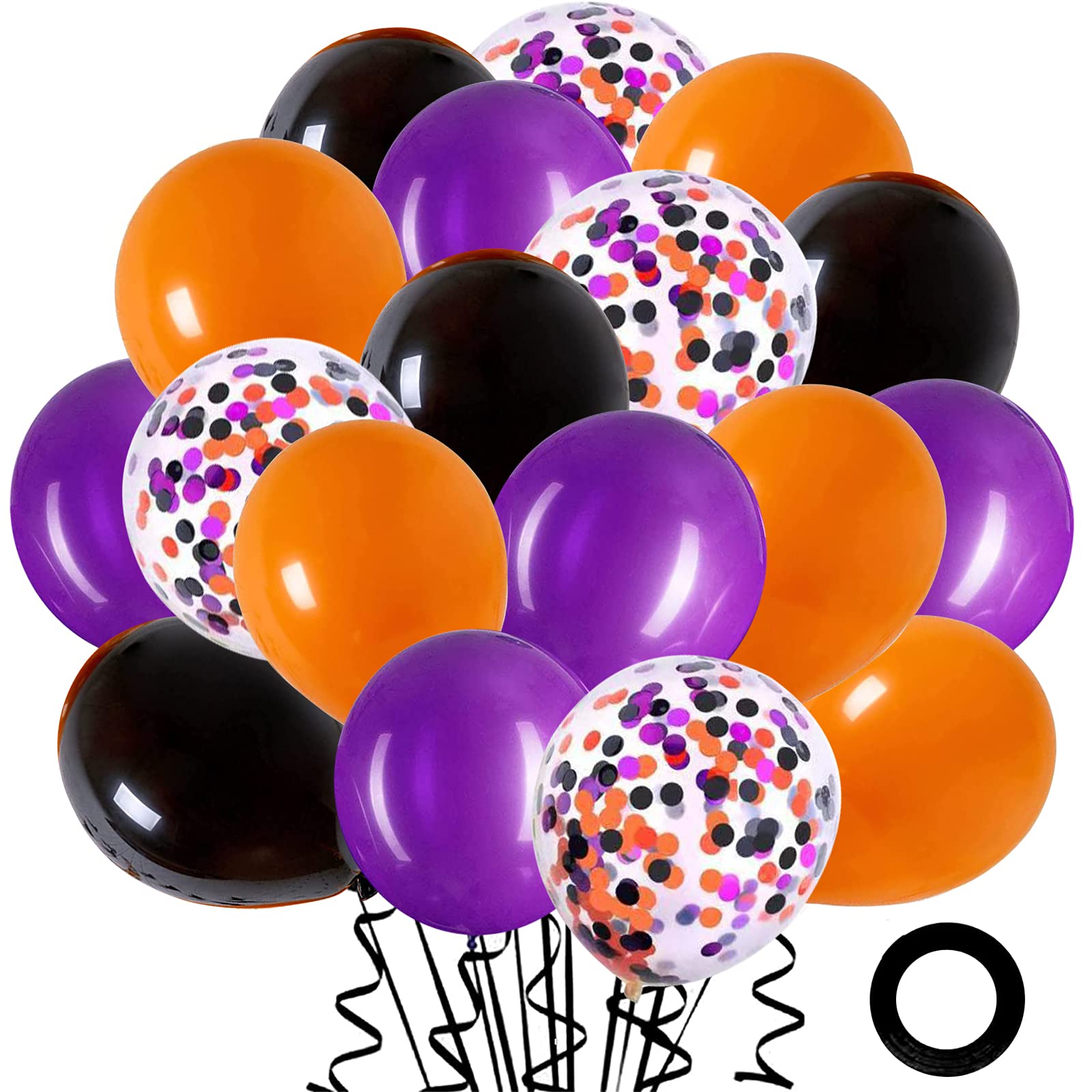 Halloween Latex Balloons 70Pack, 12inch Black Orange White Confetti Hocus Pocus Ballons for Halloween Birthday Hocus Pocus Party Decorations…