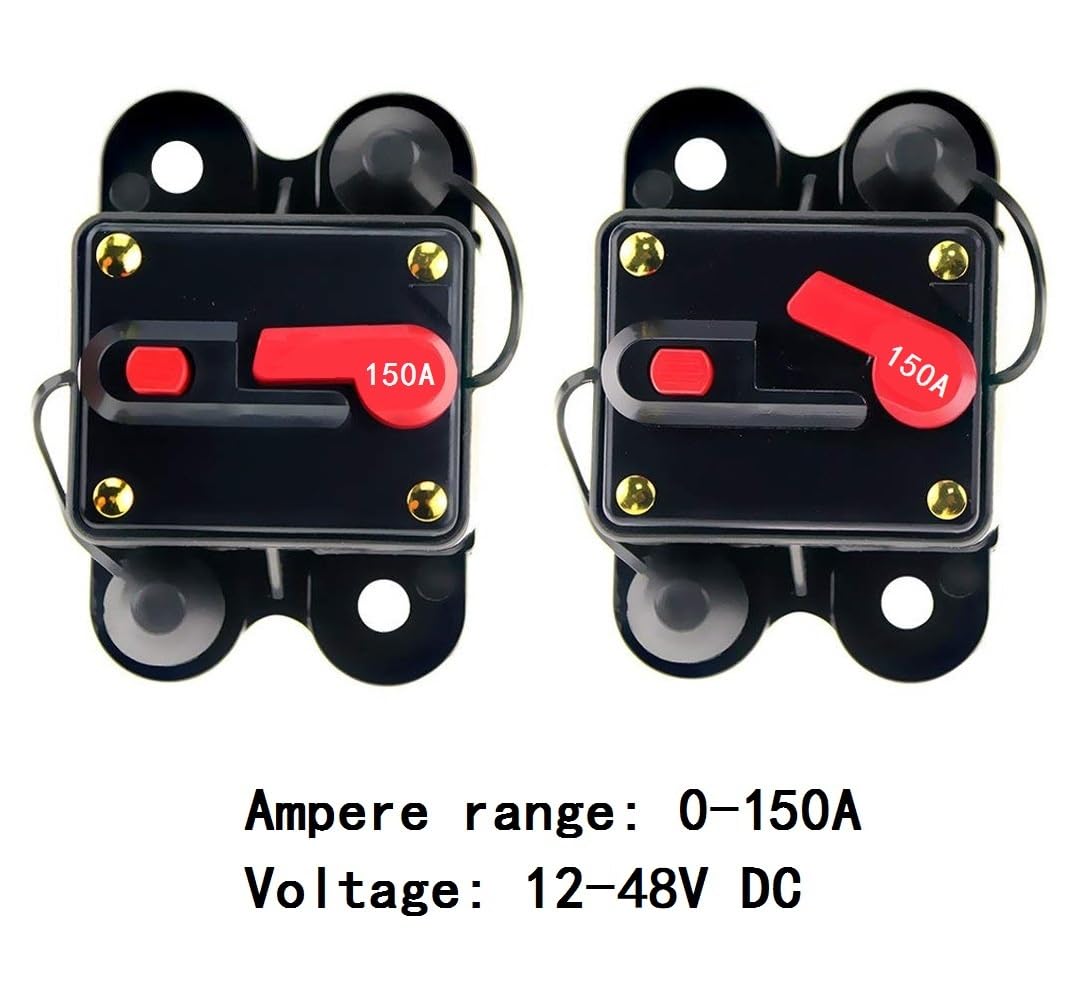 ANJOSHI Circuit Breaker 150amp 50A-300A with Manual Reset Home Solar System Fuse Holder for Car Audio and Amps Protection 12V-48V DC Reset Fuse Inverter Replace Fuses