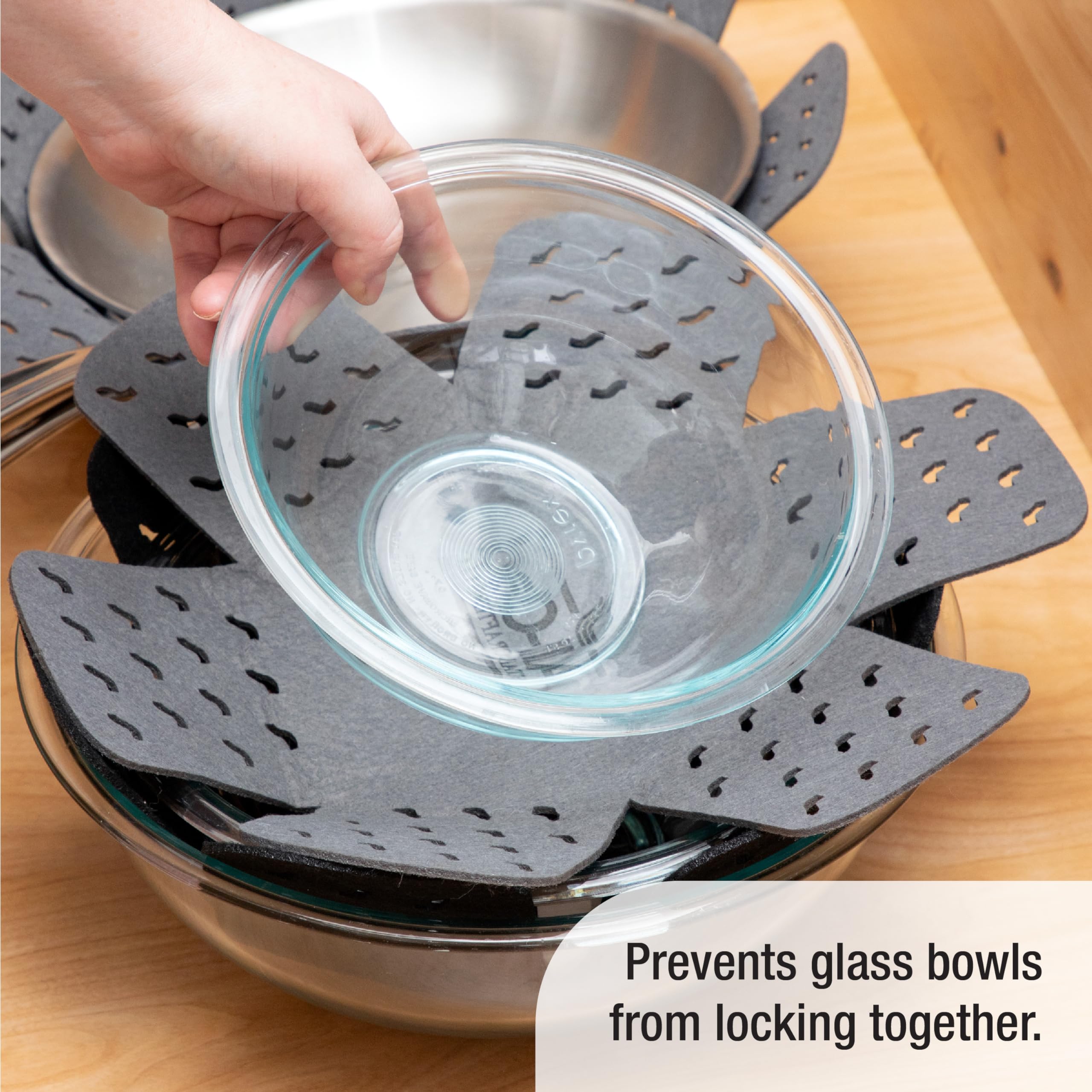 All-Clad Premium Cookware Protectors: Pot and Pan Protectors for Kitchen Organization - Perfect for Cast Iron, Steel, or Glass, 6-Piece, Black/Grey