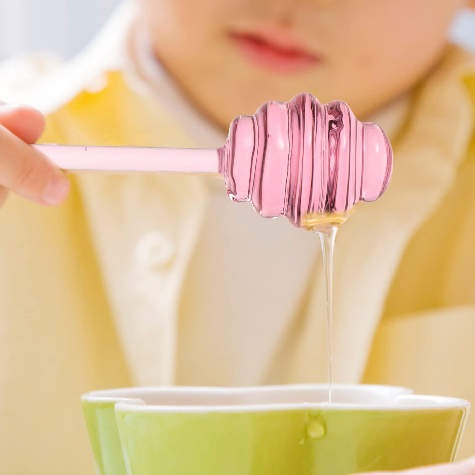BESTonZON Honey Stirrer Honey Jar Dipper Honey Dipper Syrup Dippers Coffee Honey Twirler Kitchen Stirring Rod Honey Stick Cocktail Stirrers Multi-function Stirring Stick Glass Mix Honeycomb