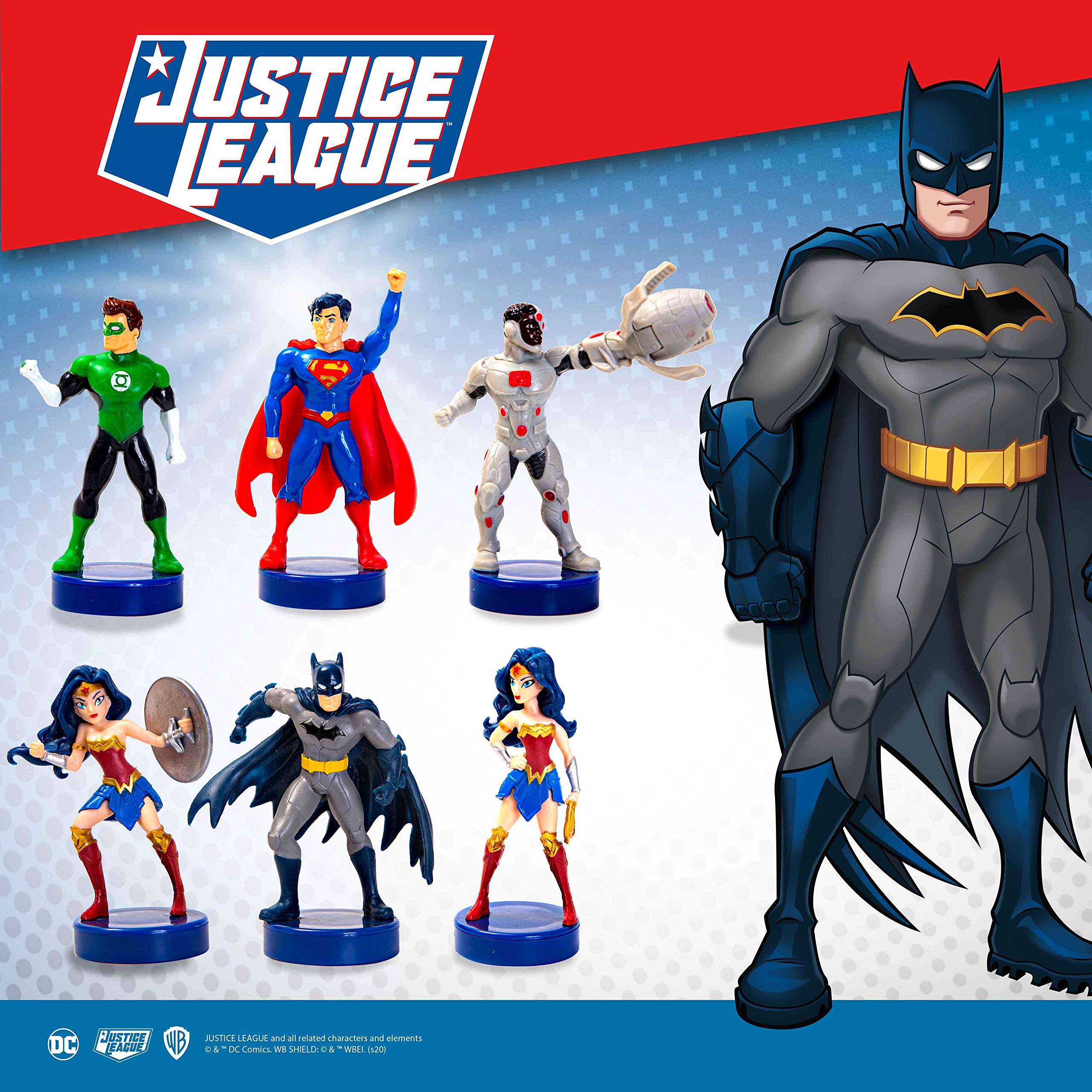 Justice League Toppers, 12-Pack – DC Toys, Stampers, Action Figures – Batman, Wonder Woman, Superman, Robin, The Flash, and More by PMI, 2.4 in, Ages 3+
